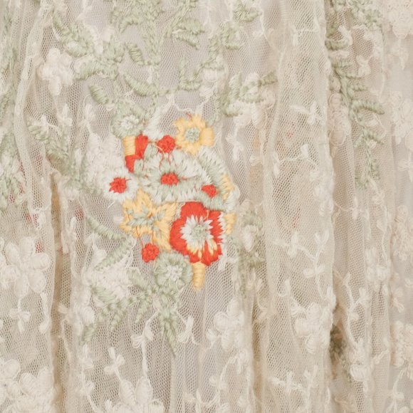 Free People | Tops | Ivory Jubilee Floral Embroidered Mesh Top M | Poshmark